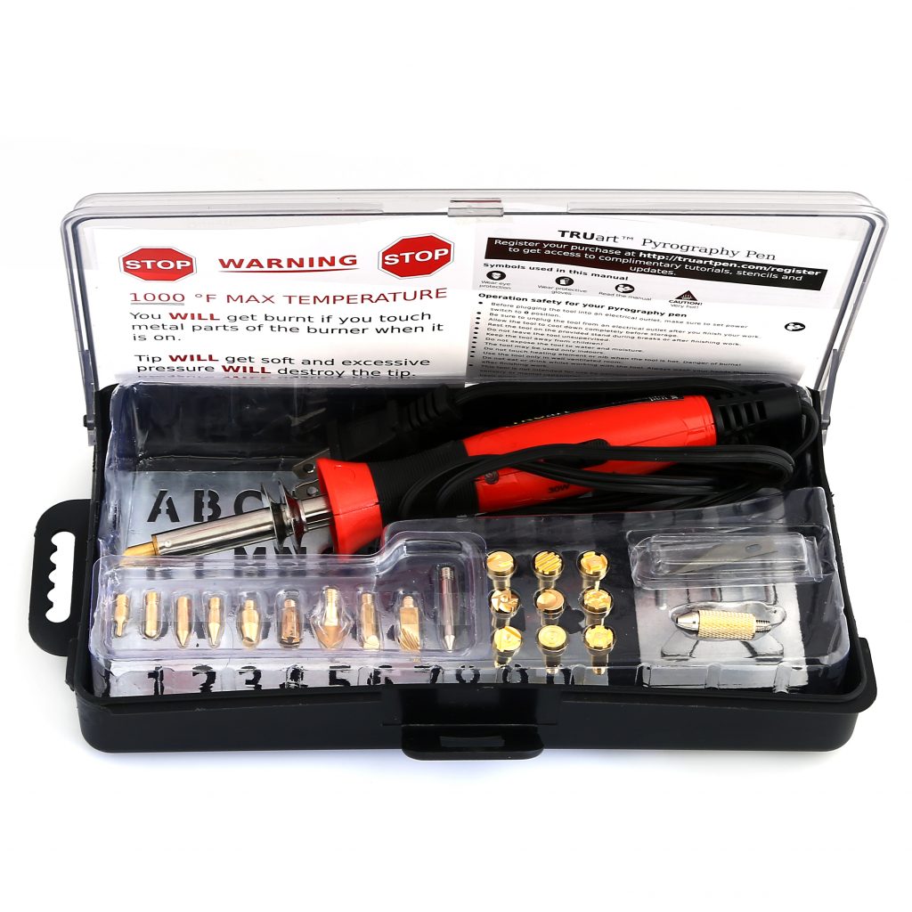 (Stage 1) TRUArt Wood and Leather Pyrography Pen Set + 2 Extra Pens ...